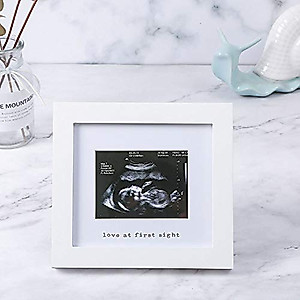 IHEIPYE Baby Sonogram Photo Frame - 1st Ultrasound Picture Frame - Idea Gift for Expecting Parents,Baby Shower, Gender Reveal Party,Baby Nursery Decor (Silver Text, White)