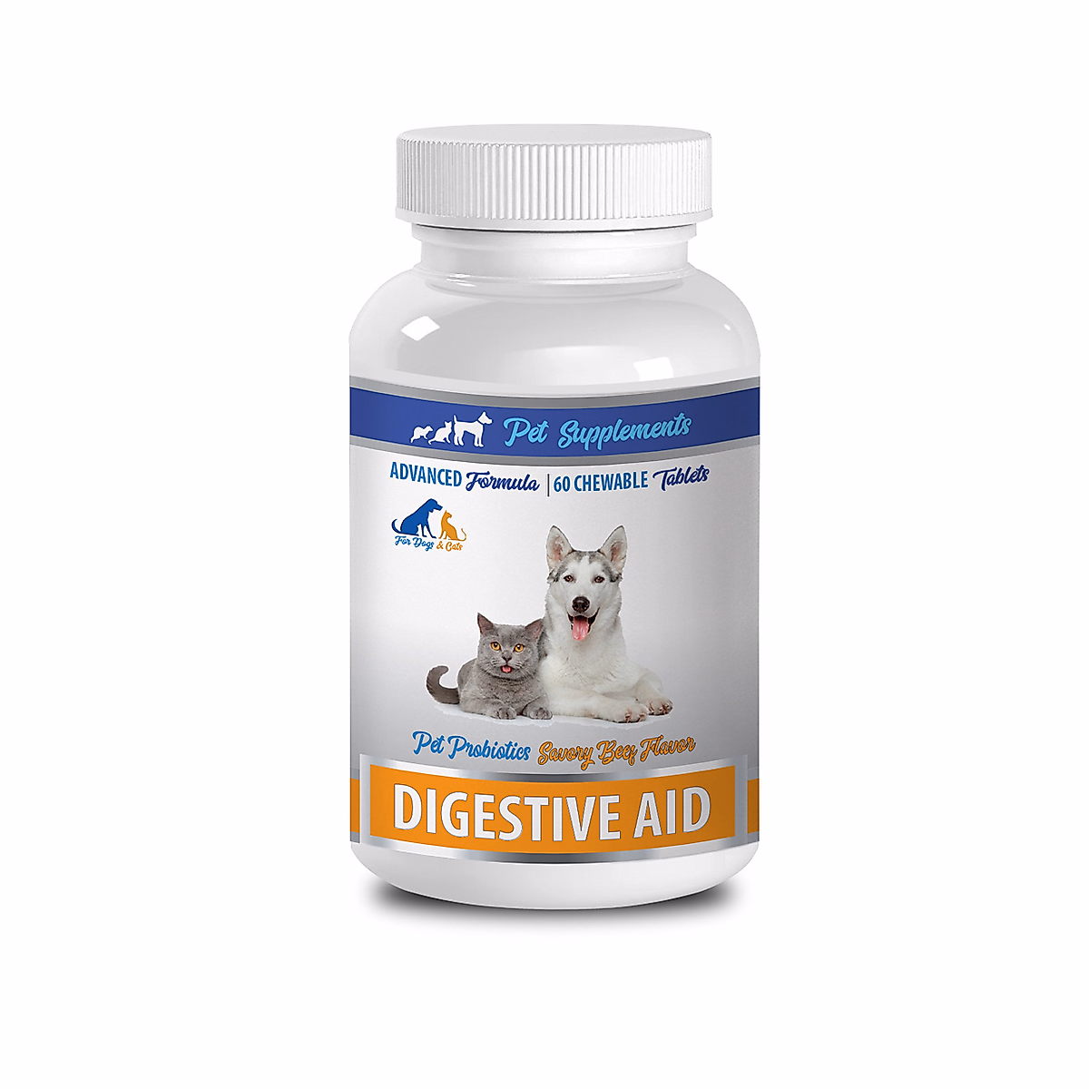 Dog Digestive enzymes and probiotics - Pet Digestive Aid - Probiotics - for Dogs and Cats - Chewable - Dogs bifidobacterium - 1 Bottle (60 Chews)