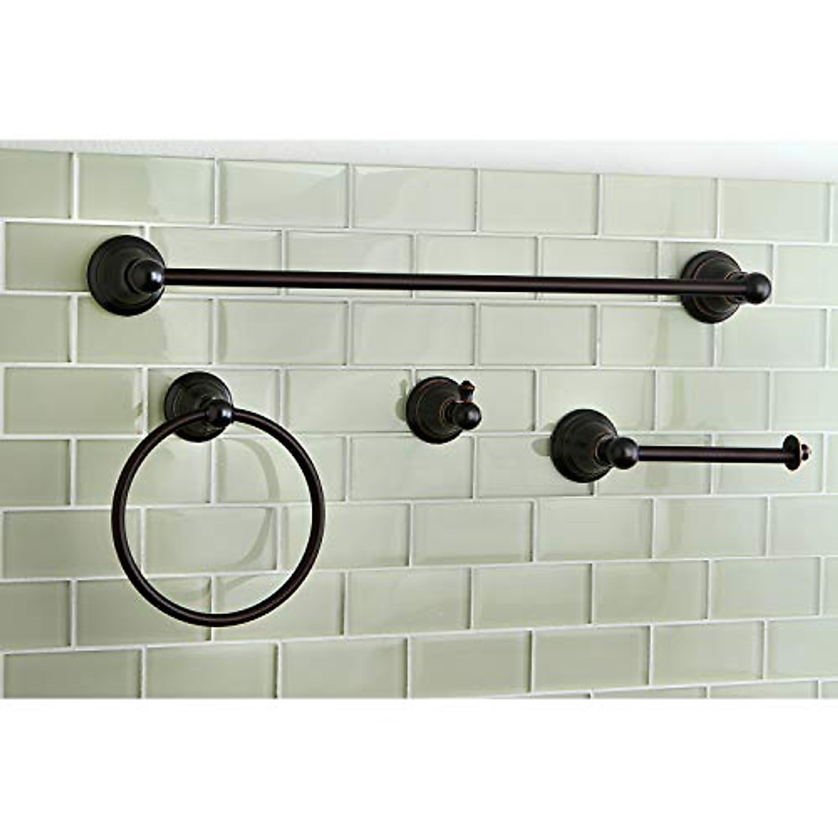 Kingston Brass BAHK192478NB American Classic Towel Bar/Towel Ring/Toilet Paper Holder/Robe Hook, 18", Naples Bronze