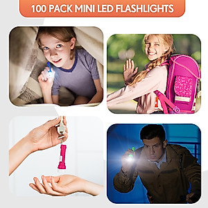 Kigeli 100 Pcs Mini Flashlight Keychain Bulk for Kids Small LED Keyring Mini Pocket Flashlights, Bright Tiny Light, 4 Colors for Hiking Camping Night Reading Dog Walking Halloween Party