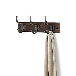 Spectrum Diversified Richmond Wall Mount 3 Hook Wood Rack for Storage and Organization of Entryway Bedroom and More, Coffee/Industrial Gray, Medium