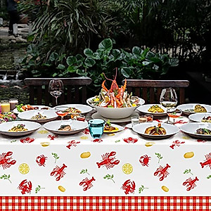 Crawfish Party Tablecloths Lobster Birthday Table Covers Red Lobster Crab Party Party Supplies for Seafood Festivals Birthday Party Decorations, 108 x 54 Inch