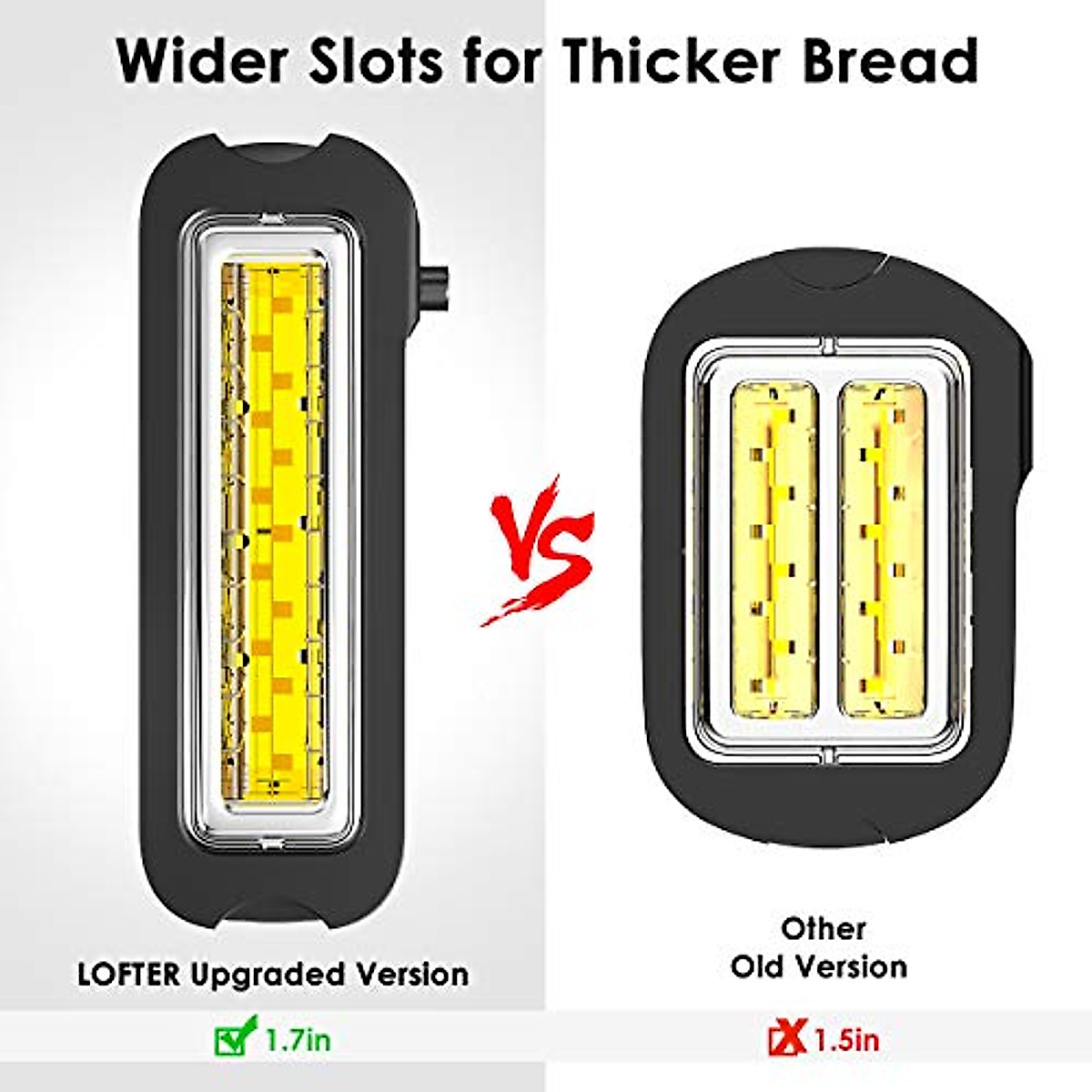 Long Slot Toaster, 2 Slice Toaster Best Rated Prime with Warming Rack, 1.7'' Extra Wide Slots Stainless Steel Toasters, 6 Bread Shade Settings, Defrost/Reheat/Cancel, Removable Crumb Tray, 1000W