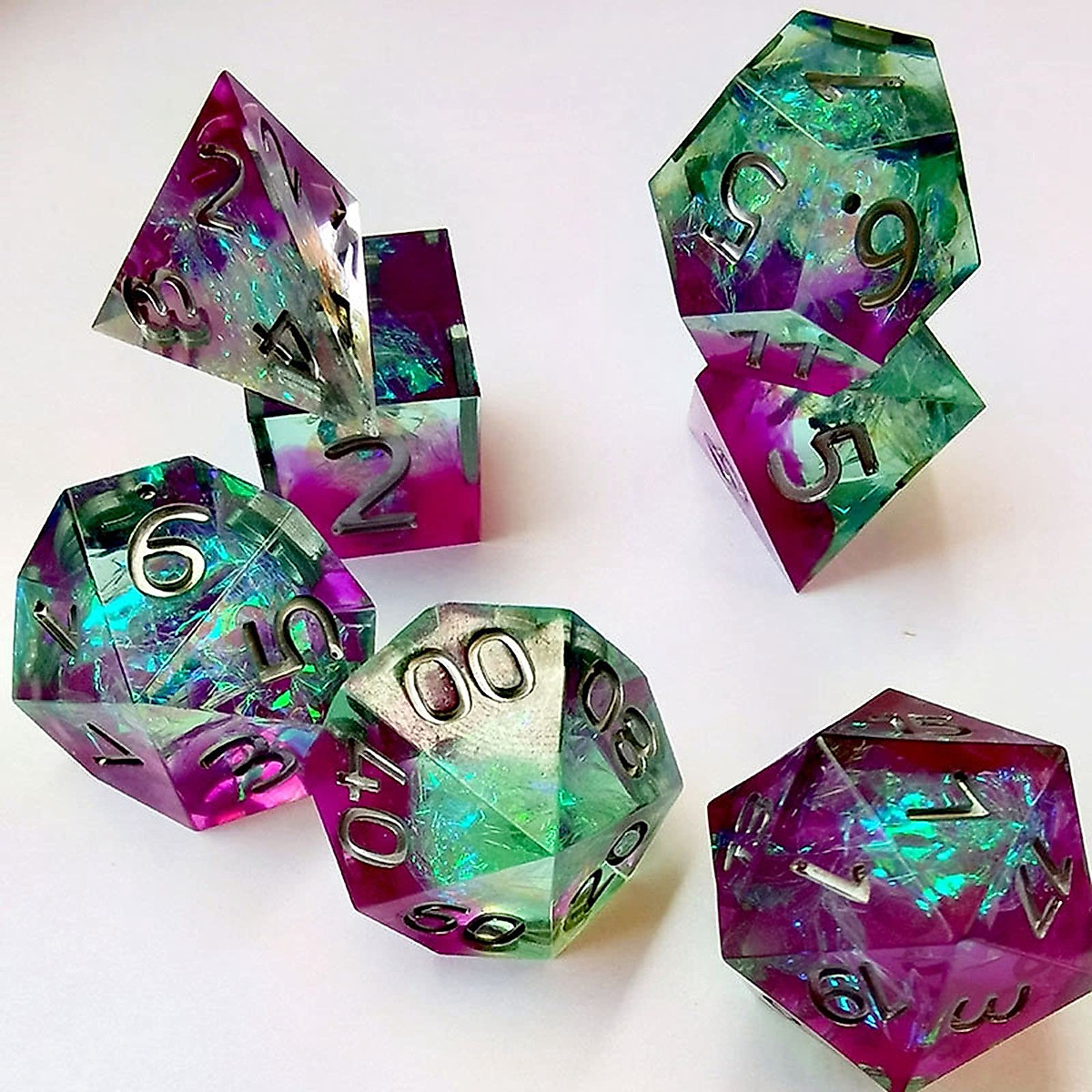 Colcolo Polyhedral with Sharp Lightwheigt 7-8 D10 D% D12 D20 Set for Conscious Role Playing