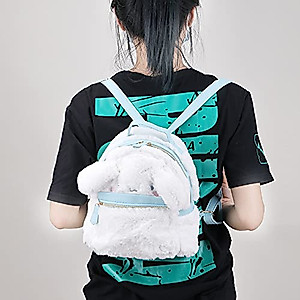 Cute Small Furry Cinnamoroll Dog Melody Backpack Plush Backpack Cute Girl Bag My Melody (white)