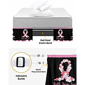 Energy Sympathy Bed Skirt Cal King Size 16 Inch Drop,Adjustable & Elastic Wrap Around Bed Skirts Pleated Dust Ruffles for Twin Full Queen Cal King Bed,Inspirational Positive Healing Thoughts Black