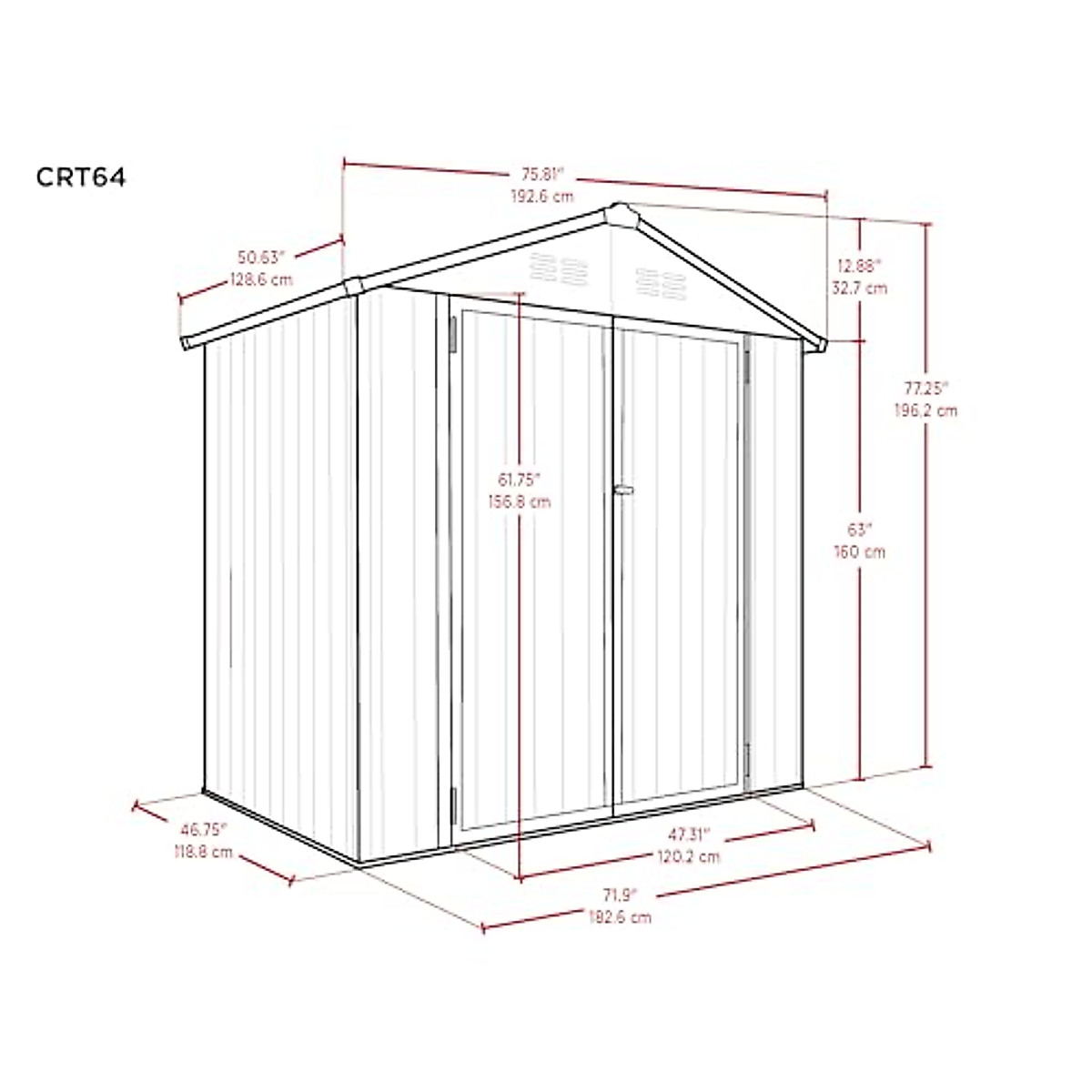 Arrow Sheds 6' x 4' Outdoor Steel Storage Shed, Tan
