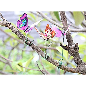 Antallcky 100pcs Butterfly Stakes Outdoor Yard Planter Flower Pot Bed Garden Decor Butterflies Christmas Decorations,Butterflies on Metal Wire Plant Stake,Fairy Garden Accessories Gardening Gifts