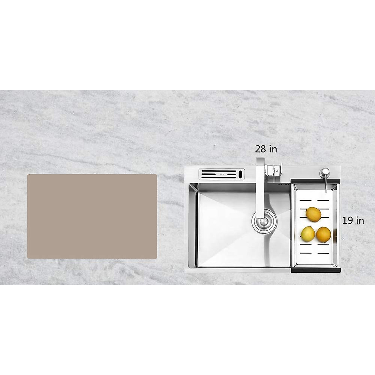 EPHome Extra Large Multipurpose Silicone Nonstick Pastry Mat, Heat Resistant Nonskid Table Mat, Countertop Protector, 23.6''x15.75'' (XL, Taupe)