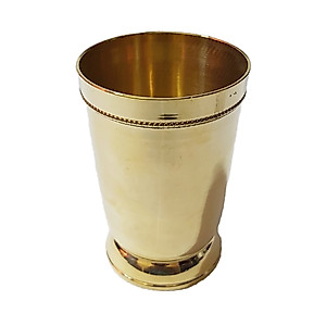 PARIJAT HANDICRAFT Brass mint beaded julep cup for moscow mule designer brass tumbler drinkware accessories.