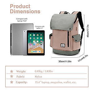 Wind Took leisure backpack for Women College Book Bag Travel Work Daypack Laptop Computer Bag with USB Charging Port Suits 15 Inch Notebook,Light Salmon