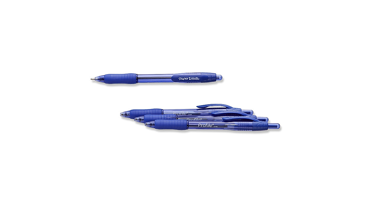 Paper Mate Profile Retractable Ballpoint Pen - Bold Blue Ink, 4 Pack