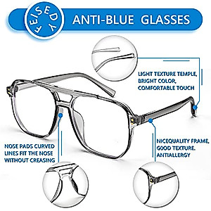 FEISEDY Blue Light Blocking Glasses Fake Nerd Clear Square Computer Lightweight Pilot Glasses Frame Oversized B2866