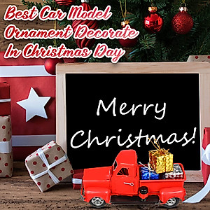 Christmas Red Truck Decor Vintage Red Truck Decor Handcrafted Red Metal Truck Car Model Farmhouse Truck Planter Decor for Christmas Decoration Kitchen Bedroom Garden Outside Home Decor (Novel Style)