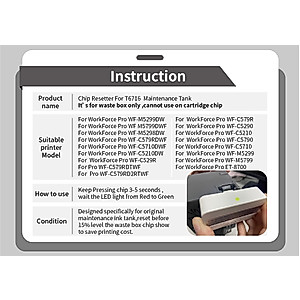 Ssrprint T6716 Maintenance Ink Tank Waste Box Chip Resetter Type C for EPSON WF C5210 C5790 C5710 M5299 M5799 ET-8700 White T6716 T3661 0