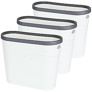 ZOFORTY 3 Pack Slim Plastic Trash Can Wastebasket 3 Gallon Small Garbage Bin with Handles Rectangle Waste Basket for Bathroom Kitchen Office Dorm