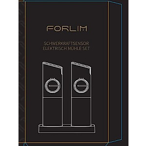 FORLIM Gravity Electric Salt and Pepper Grinder Set, Upgraded Large Capacity, USB Rechargeable Pepper grinder Automatic One Hand Operated, Adjustable Coarseness with LED Light（Natural Wood Grain）