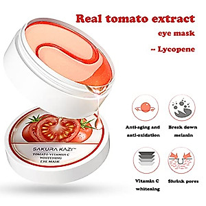 Vnvneye Under Eye Mask, Tomato Vc Gel Eye Mask, Eye Patches for Puffy Eyes,lycopene Dark Circles Under Eye Treatment for Women & Men 30 Pairs Under Eye Gel Pads