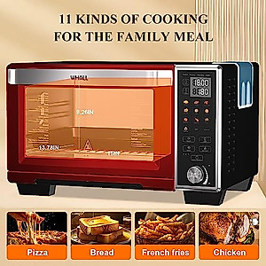 WHALL Toaster Oven Air Fryer, Max XL Large 30-Quart Smart Oven,11-in-1 Toaster Oven Countertop with Steam Function,12-inch Pizza,6 slices of Toast, 4 Accessories Included, Stainless Steel /1700W/R