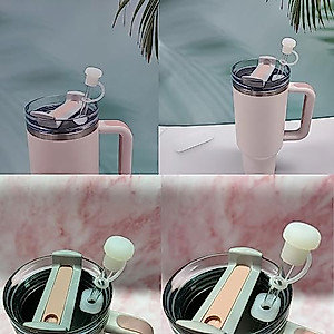 Silicone Spill Proof Stopper Set of 6, Compatible with Stanley Cup 1.0/2.0 40oz/ 30oz, Tumbler Accessories, Including 2 Straw Cover Cap, 2 Square Spill Stopper and 2 Round Leak Stopper (1.0/2.0-Clear)