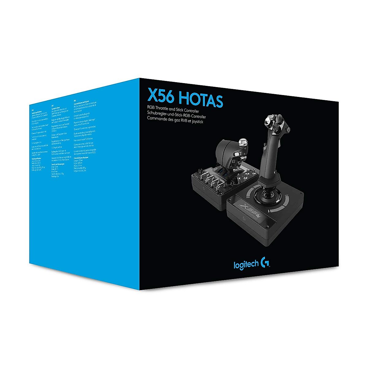 Logitech G X56 H.O.T.A.S Throttle and Joystick Flight Simulator Game Controller, 4 Spring Options, +189 Programmable Controls, RGB Lighting, 2x USB, PC - Black