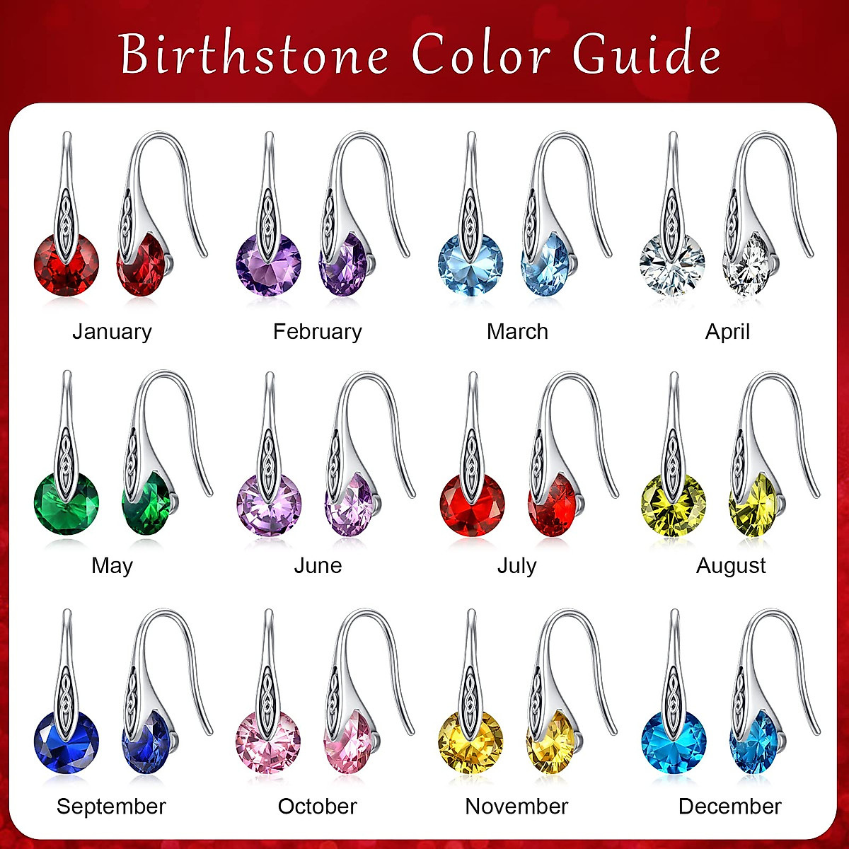 JUSTKIDSTOY March Birthstone Earrings Sterling Silver Celtic Knot Dangle Drop Earrings for Sensitive Ears Cubic Zirconia Hooks Earrings Irish Jewelry Valentine's Gifts for Women Girlfriend Wife