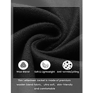 COOFANDY Men All Black Varsity Jacket Costume Letterman B Bomber Vintage Jacket Casual Stylish Jacket