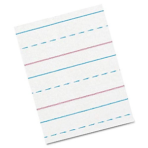Pacon PACZP2413 Zaner-Bloser Sulphite Handwriting Paper, Dotted Midline, Grade 2, 1/2" x 1/4" x 1/4" Ruled Short, 8" x 10-1/2", 500 Sheets