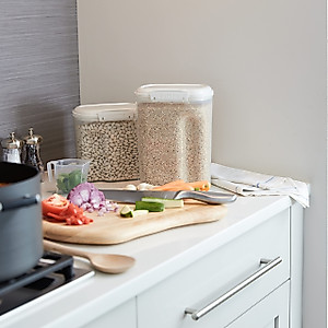 Sistema 5-Piece Food Storage Containers for Pantry with Lids and 2 Measuring Cups for Flour and Sugar, Dishwasher Safe, White