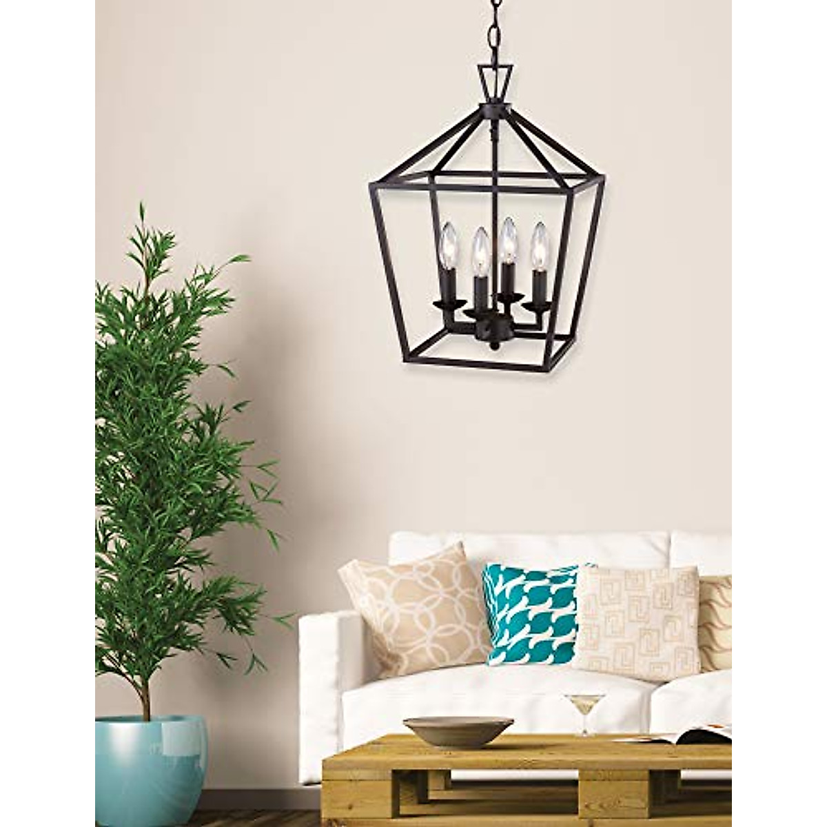 Trans Globe Imports 10264 ROB Transitional Four Light Pendant from Lacey collection in Bronze/Dark finish, 12.00 inches