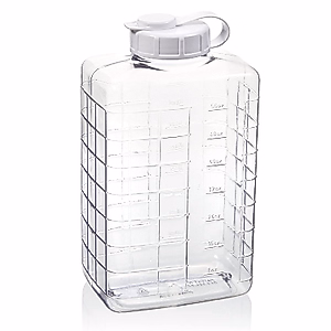 Arrow 2 Qt Bottle with Cap for Cold Drinks - Clear View Plastic Refrigerator Bottle with Easy-Pour Spout and Graduated Markings - Made in USA, BPA Free Plastic - Ideal for Water, Iced Tea, Juice