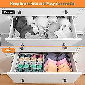 GOGOODA 4 Pcs Underwear Drawer Organizers Divider, Socks Bra Organizer and Storage Boxes for Lingerie, Bra, Undies