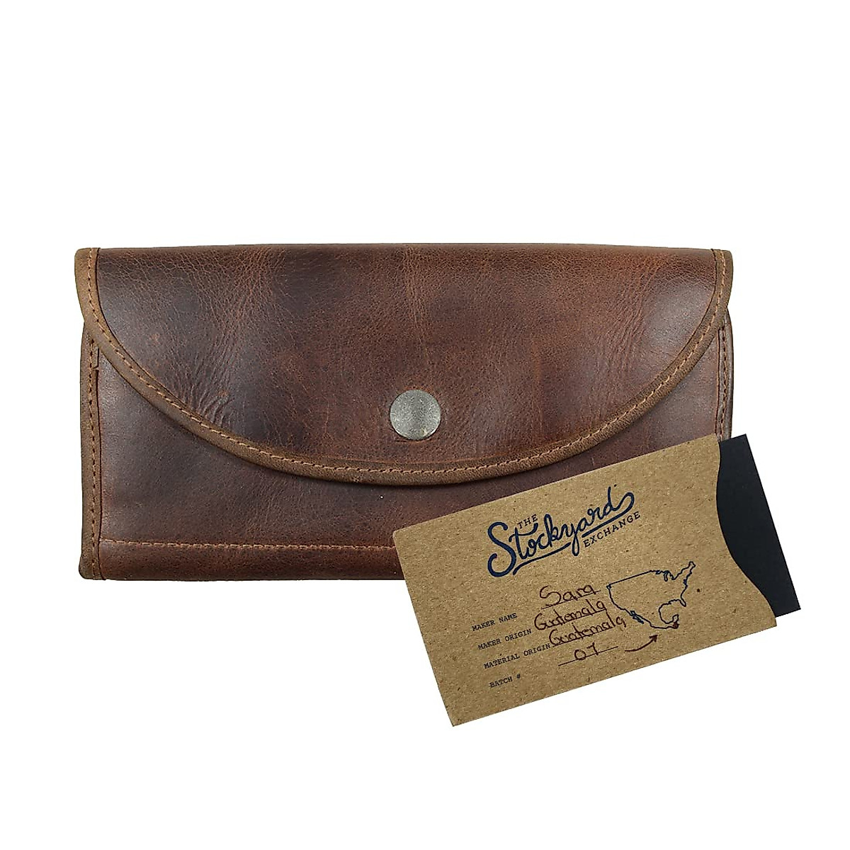 Hide & Drink, Snap Clutch Wallet for Women, Money Holder and Card Organizer with Zippered Pouch, Full Grain Leather, Handmade, Bourbon Brown