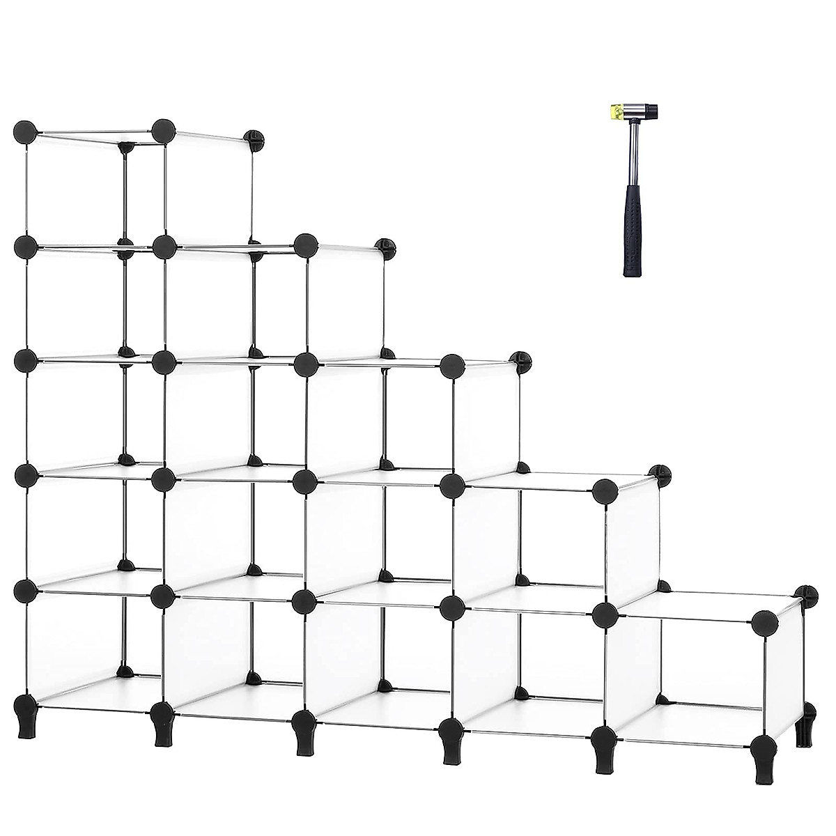 ANWBROAD Cube Storage Organizer 16 Cubes DIY Closet Bookshelf with Space Saving Shoe Rack Plastic Shoe Storage Organizer Unit for Bedroom Closet Office Living Room Hallway Entryway ULCS016T+ULCS16TX