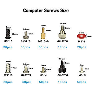 Computer Screws Standoffs Assortment Kit for Hard Drive Computer Case Motherboard Fan Power Graphics