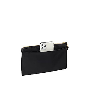 TUMI Voyageur Ankara Wristlet Pouch - Wallet Phone Purse Card Holder & More - Mini Carabiner Clip - Black & Gold Hardware