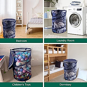 2 Pack Pop Up Laundry Hamper with Lid, Foldable Laundry Basket with Handles,75L Large Portable Dirty Clothes Hampers, Mesh Zip Round Laundry Baskets, Collapsible Toy Storage Baskets Dorm Organization