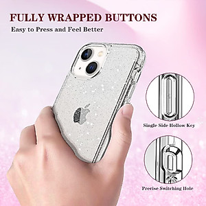 LABILUS Glitter Shining Double Layers Bumper Hard PC Back Protective Case for Girls Women, Compatible with iPhone 13 Mini (5.4 inches) - Clear