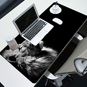 Qisan Large Gaming Mouse Pad Extended Size Mousepad for Computer Desktop PC Laptop 31.5"x11.8"x0.15" Keyboard Pad Desk Pad with Anti-Slip Rubber Base Large Desk Mat for Keyboard and Mouse-Lonely-Lion