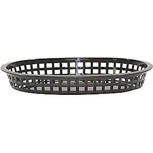 TableCraft 1076BK 10-1/2" Black Chicago Platter Basket - 3 Dozen, Large, Black