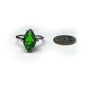 R6497 Fancy Cut Green Helenite Marquise Shape Sterling Silver Mordorn Ring (6)