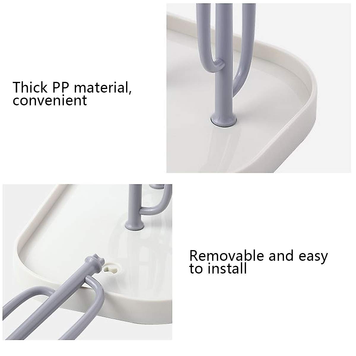 FEOOWV Baby Bottle Drying Rack with Base, Creative Tree Branch Baby Bottle Dryer Holder for Bottles, Teats, Cups, Pump Parts and Accessories (Gray)