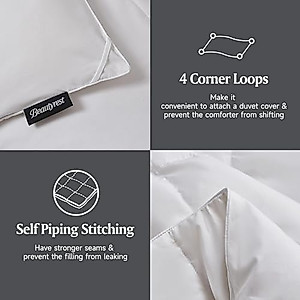 Beautyrest Tencel/Cotton Blend White Down Fiber Comforter- Medium Weight for All Season – King Size