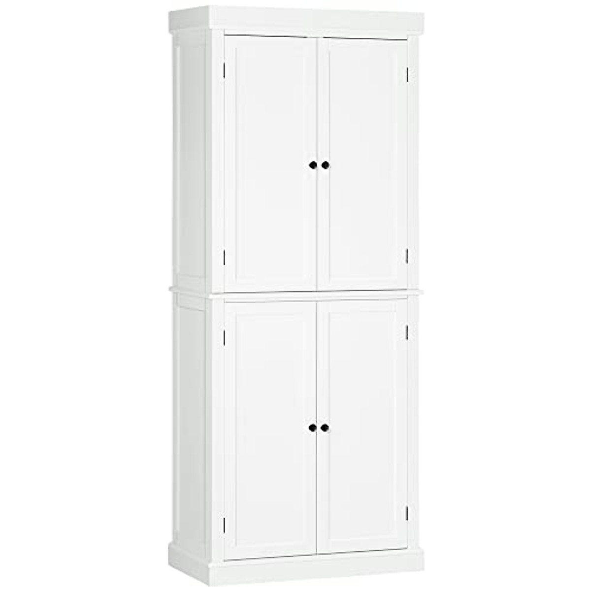 HOMCOM Freestanding Modern 4 Door Kitchen Pantry, Storage Cabinet Organizer with 6-Tier Shelves, and 4 Adjustable Shelves, White