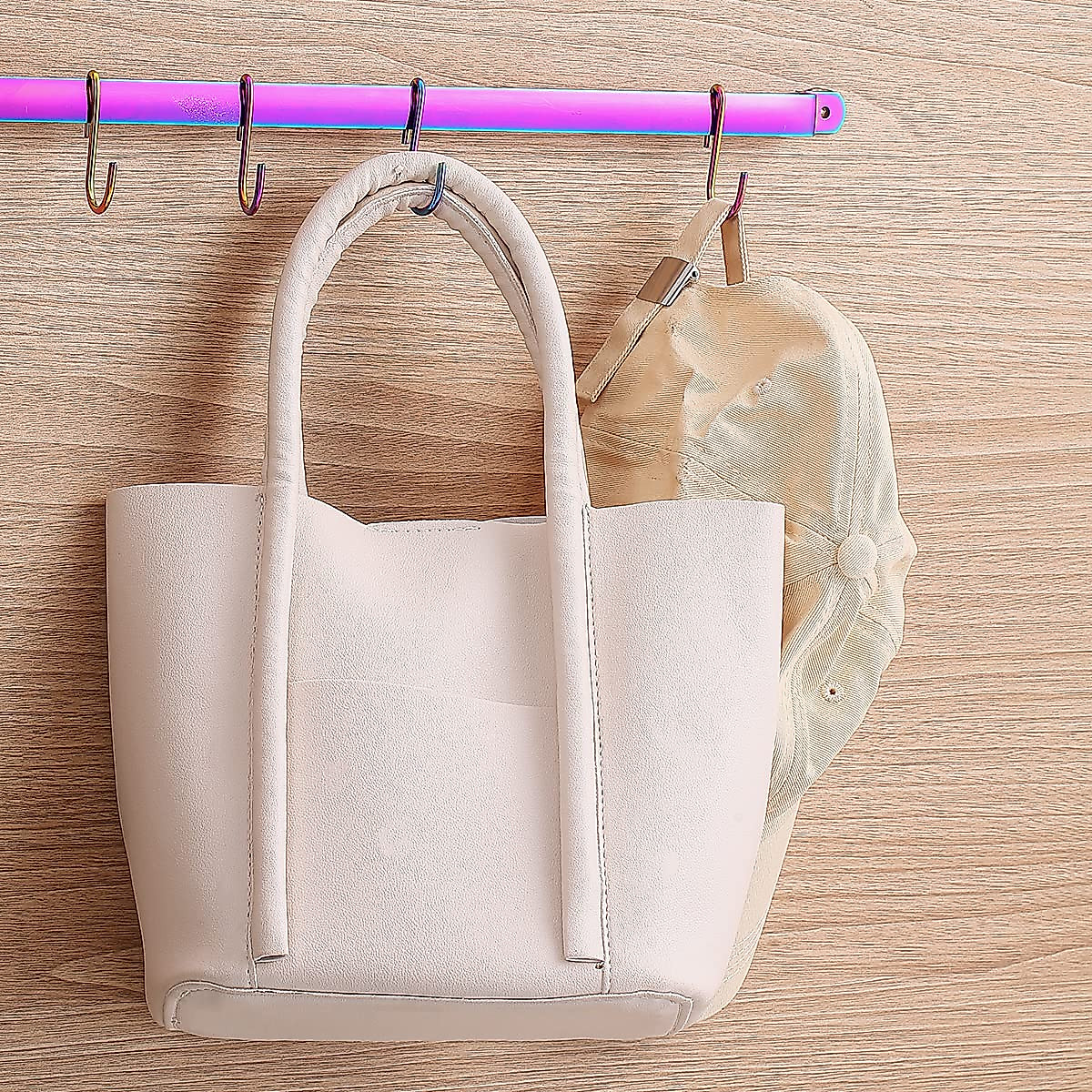 Evanda Rainbow Hooks for Hanging Pack of 30, Heavy Duty Stainless Steel Titainium Plating Metal Mutil Purpose Hanger for Kitchen Pans, Pots, Utensils Tooks, Cups, Mugs, Clothes, Bags, Towels, Plants