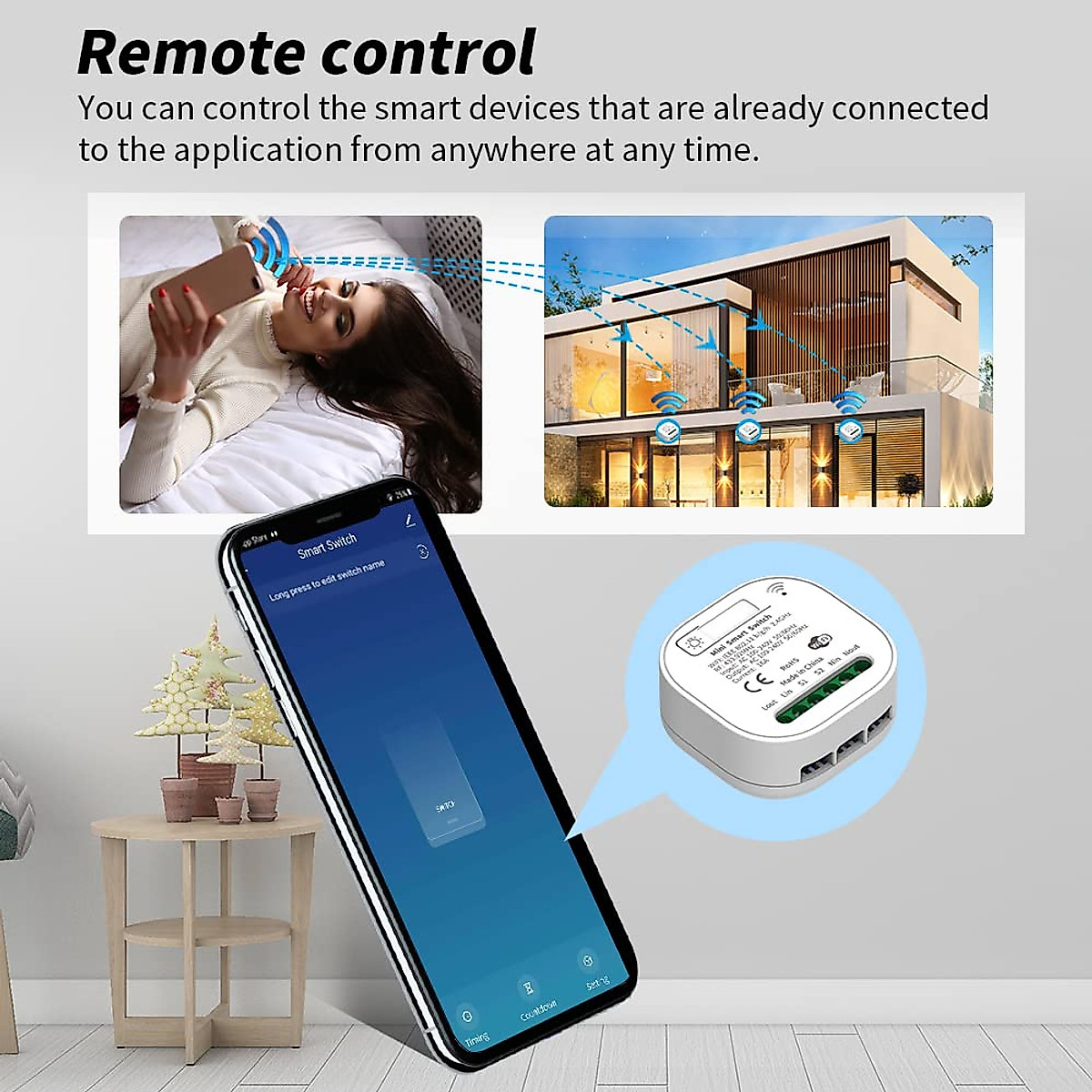 DoHome Homekit WiFi Relay Switch, Smart Relay Wireless Remote Control Light Switch Voice Control Outlet Timer Work with Siri, Alexa and Google Assistant DIY Your Home 2 Pack (Square)