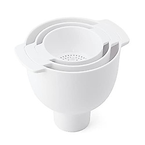KitchenAid Set of 5 Kitchen Funnel Set, with Removable Strainer and Removable Spout,White