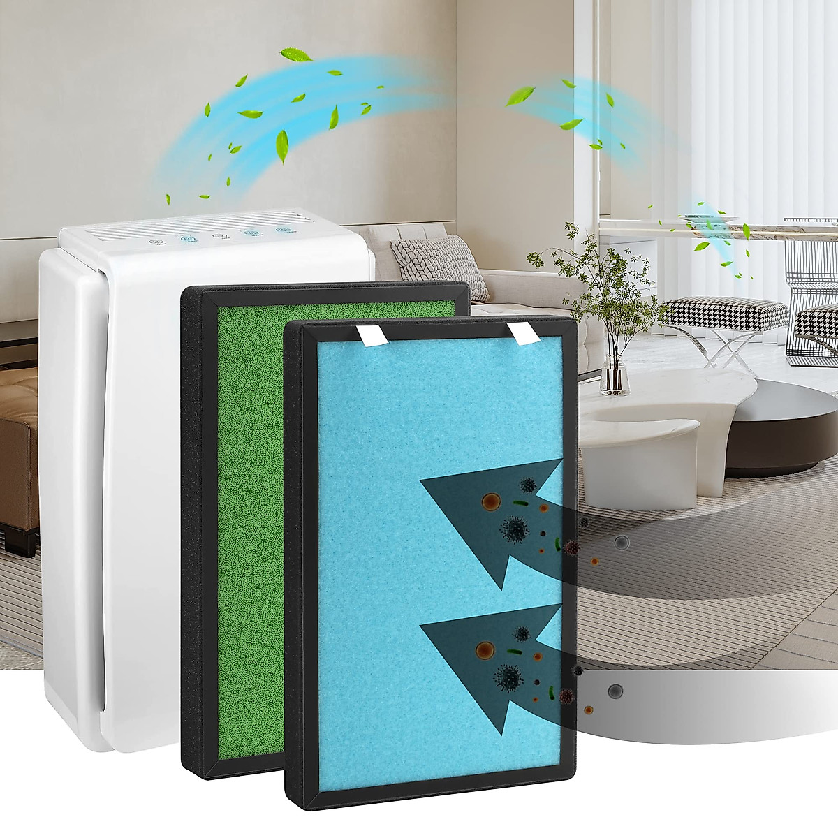 Hfunmo 2 Pack 4-in-1 H13 True HEPA Replacement Filter, Compatible with Pro Breeze Air Purifier PB-P01.