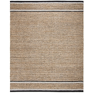 SAFAVIEH Natural Fiber Collection Area Rug - 10' x 14', Natural & Black, Handmade Farmhouse Boho Coastal Rustic Jute, Ideal for High Traffic Areas in Living Room, Bedroom (NF874B)