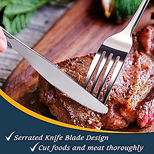 Silverware Set, Meythway Silverware Set 40 Pieces Service for 8, Stainless Steel Flatware Set with Spoons, Knives & Forks, Mirror Polished